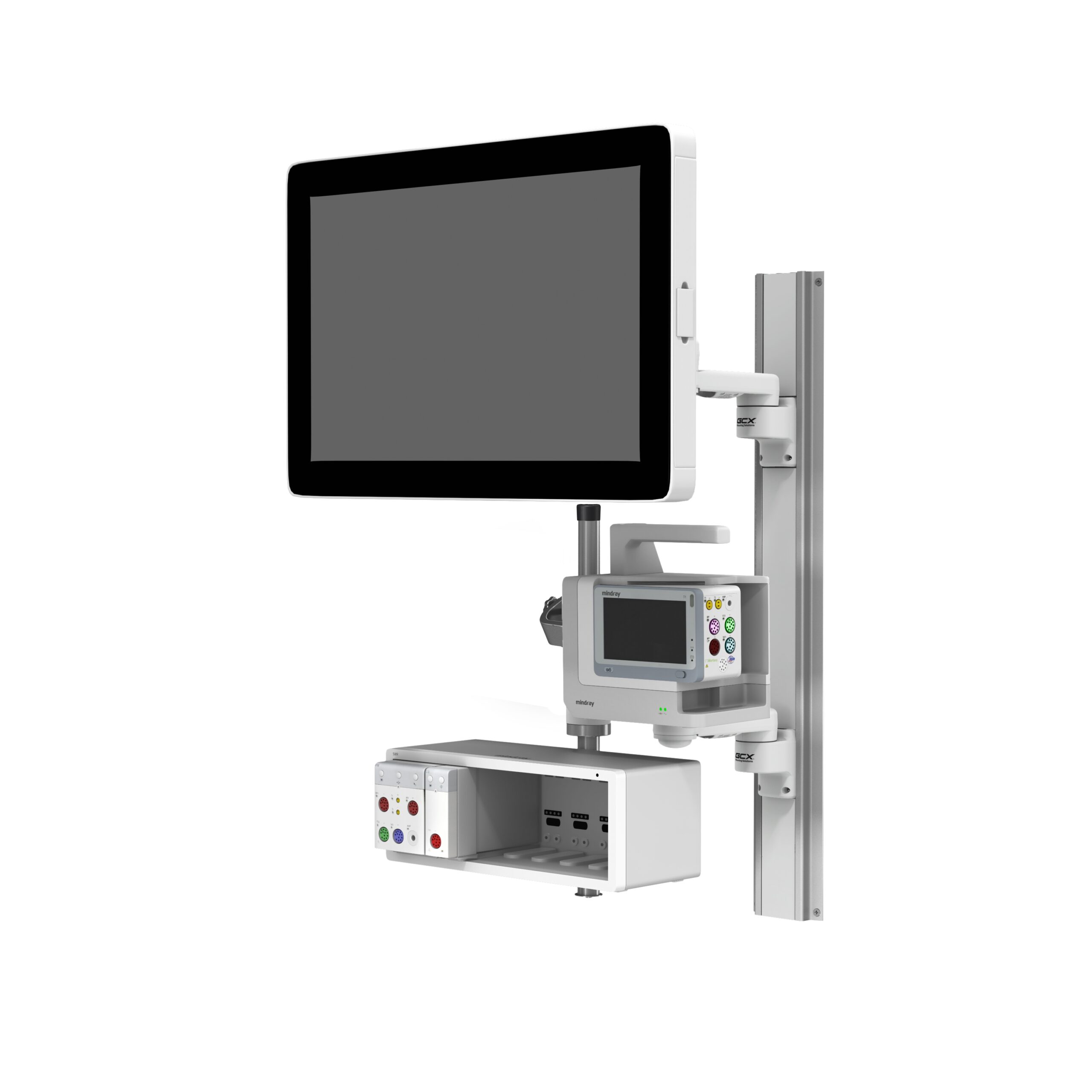 Mindray N19/N22，带 SMR 和 TDS – M Series 关节臂滑道架 | GCX 医疗安装解决方案